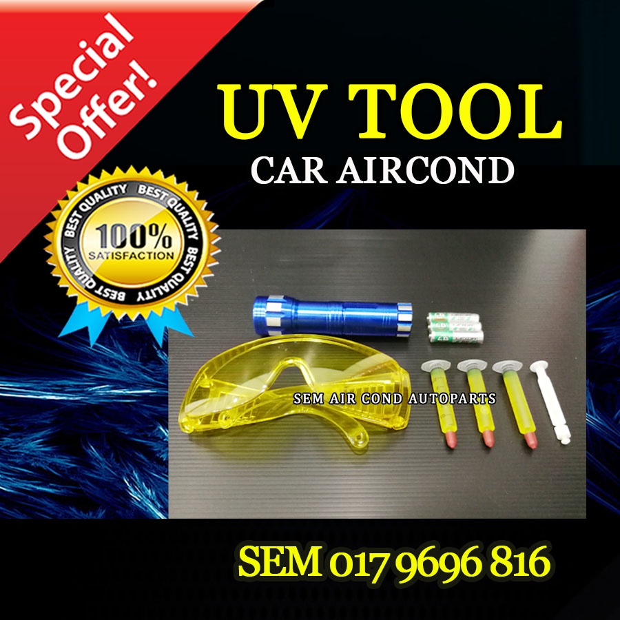 UV TOOL/ SET/ KIT BOX (CAR AIRCOND SYSTEM) (GLASSES/ TORCH/ UV OIL/ INJECTION) (LEAKAGE CHECK ...