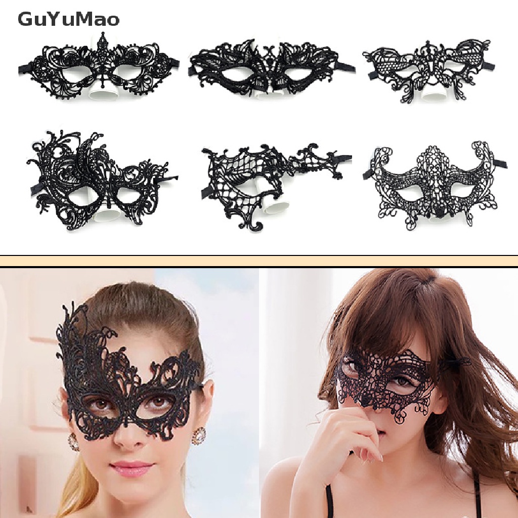 [cxGUYU] Women Hollow Lace Masquerade Face Mask Sexy Cosplay Halloween ...