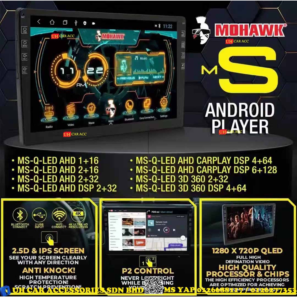 MOHAWK MS SERIES QLED CARPLAY AHD IPS 360 ANDROID PLAYER | Shopee Malaysia