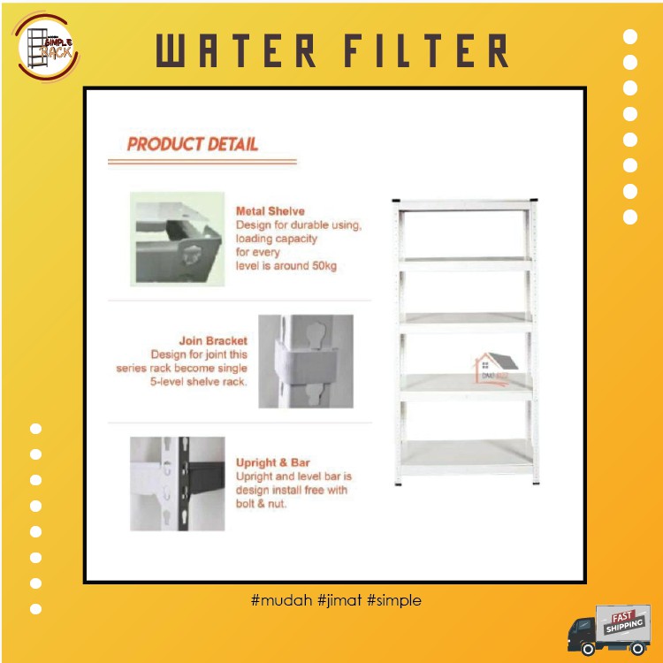 Iron shalf 4 & 5 level 2 in 1 Boltless Rack Storage Rack / Lantai Besi ...