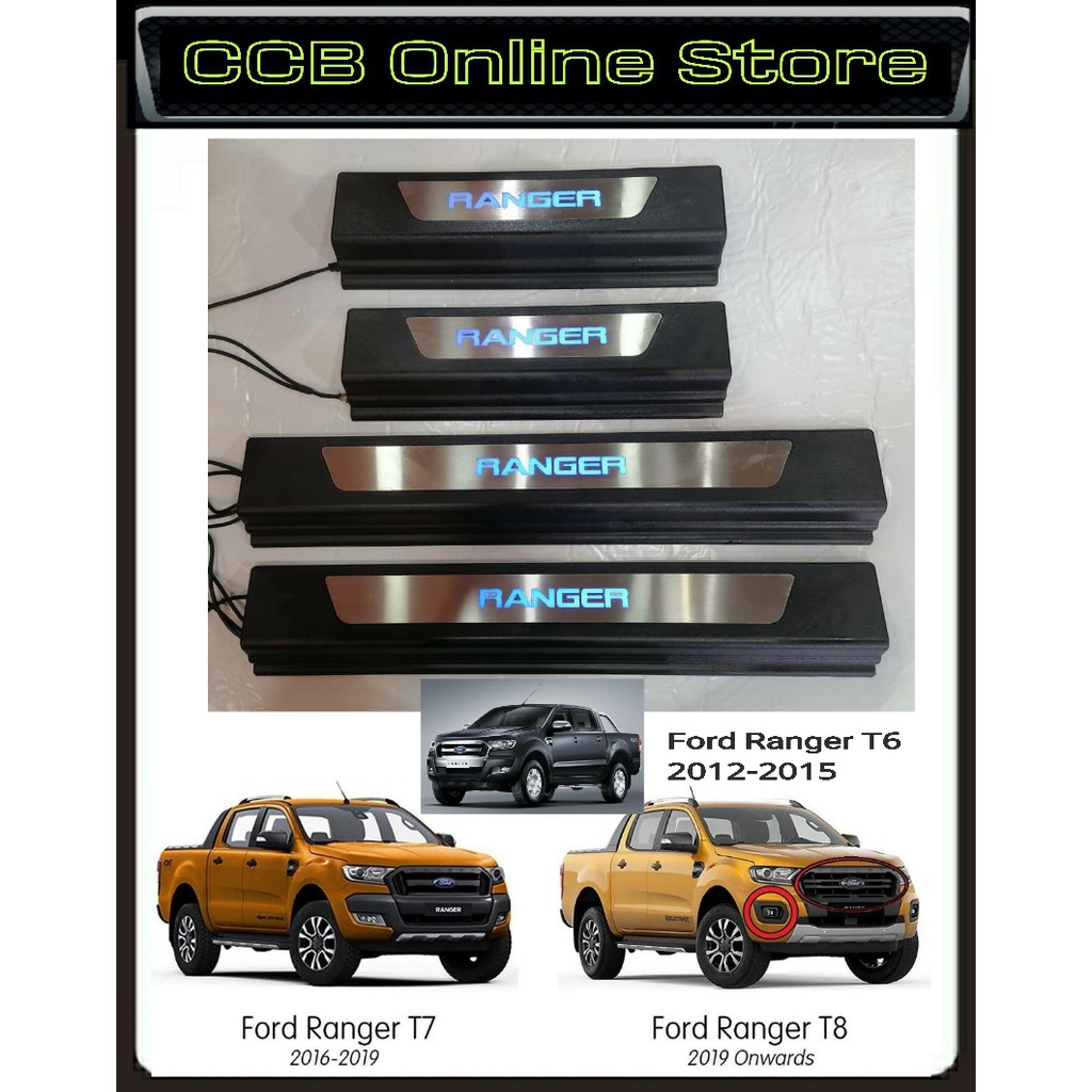 Side Steel Plate/Door Side Step With Blue LED For Ford Ranger T6 / T7 ...