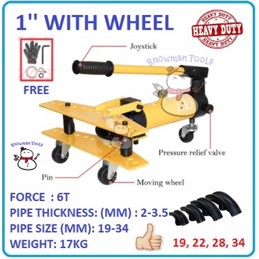 HIGH QUALITY HYDRAULIC PIPE BENDER MANUAL 6T Ton 1/2'' 1'' ' BEND WATER ...