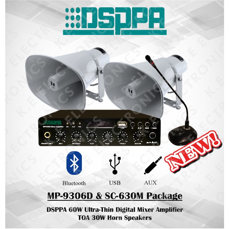 MP9306D DSPPA Package c/w TOA SC-630M 30W Horn Speaker 2 units & Paging Mic | Shopee Malaysia