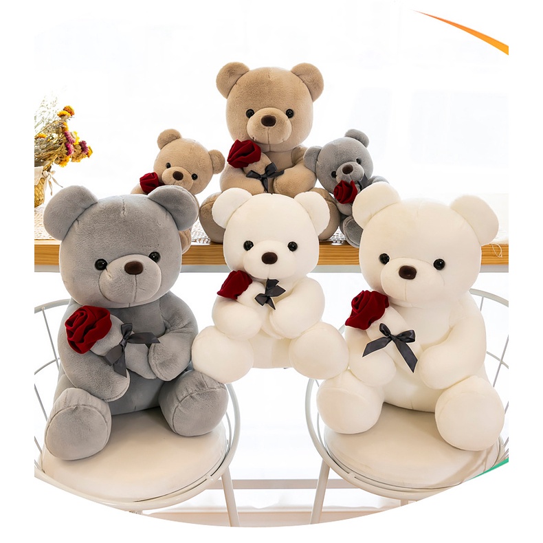 25cm/40cm/50cm Rose Bear Premium Quality Teddy Bear Soft Toy Plushie ...
