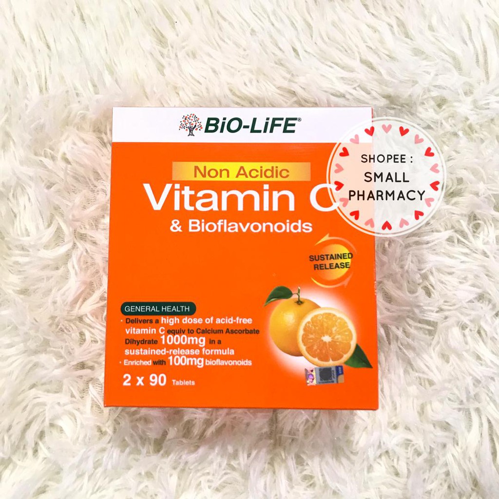 BIO-LIFE Non Acidic Vitamin C & Bioflavonoids 1000mg (30s x 2 / 90s x 2 ...