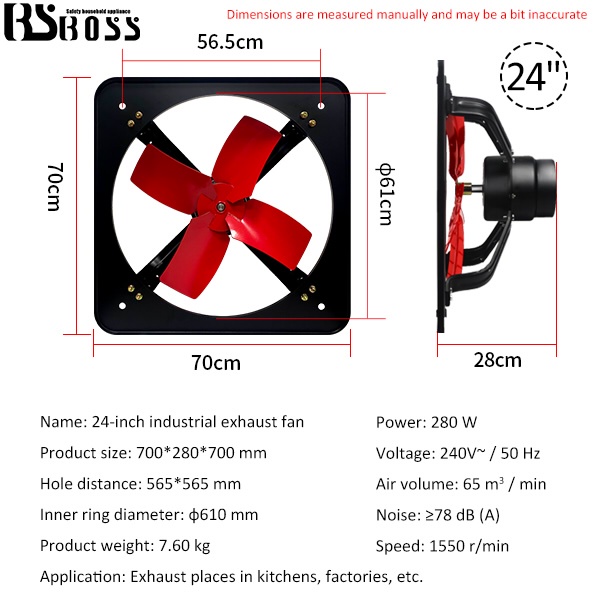 BS BOSS exhaust fan 8-24 inch Wall Type Light Duty Industrial kitchen ...