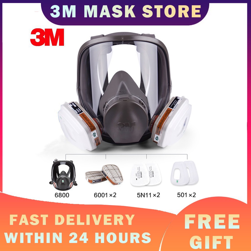 3m 6800 7in1 Full Facepiece Respirator+6001 Organic Vapor Cartridge+ ...
