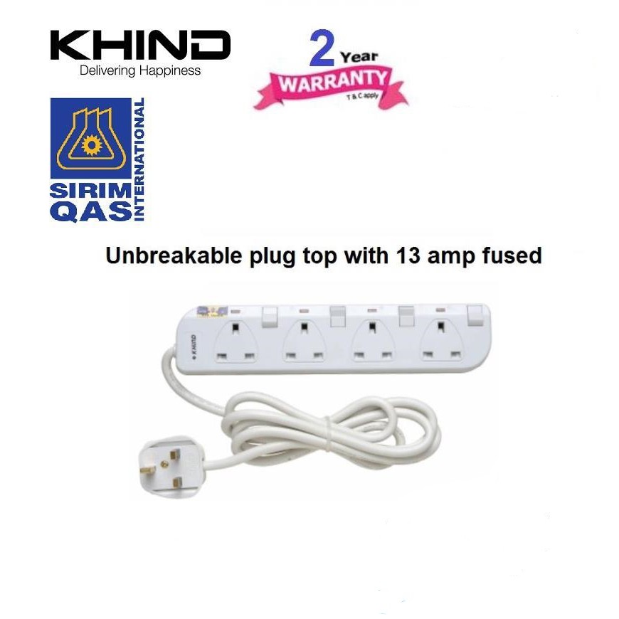 Khind 4 Way Gang Trailing Socket Extension Cord Ln8134w Shopee Malaysia