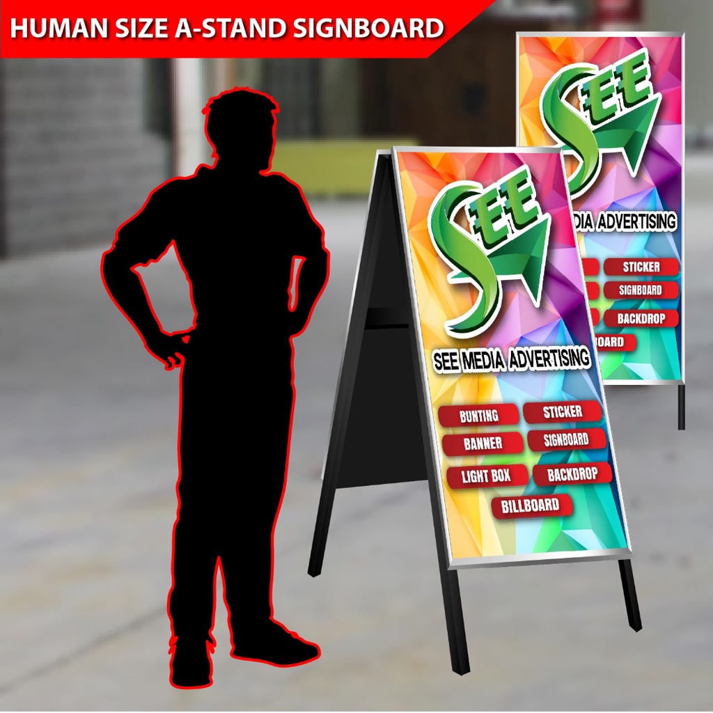 [HUMAN SIZE ]A TYPE STAND Signboard Custom Make untuk meletakkan di ...