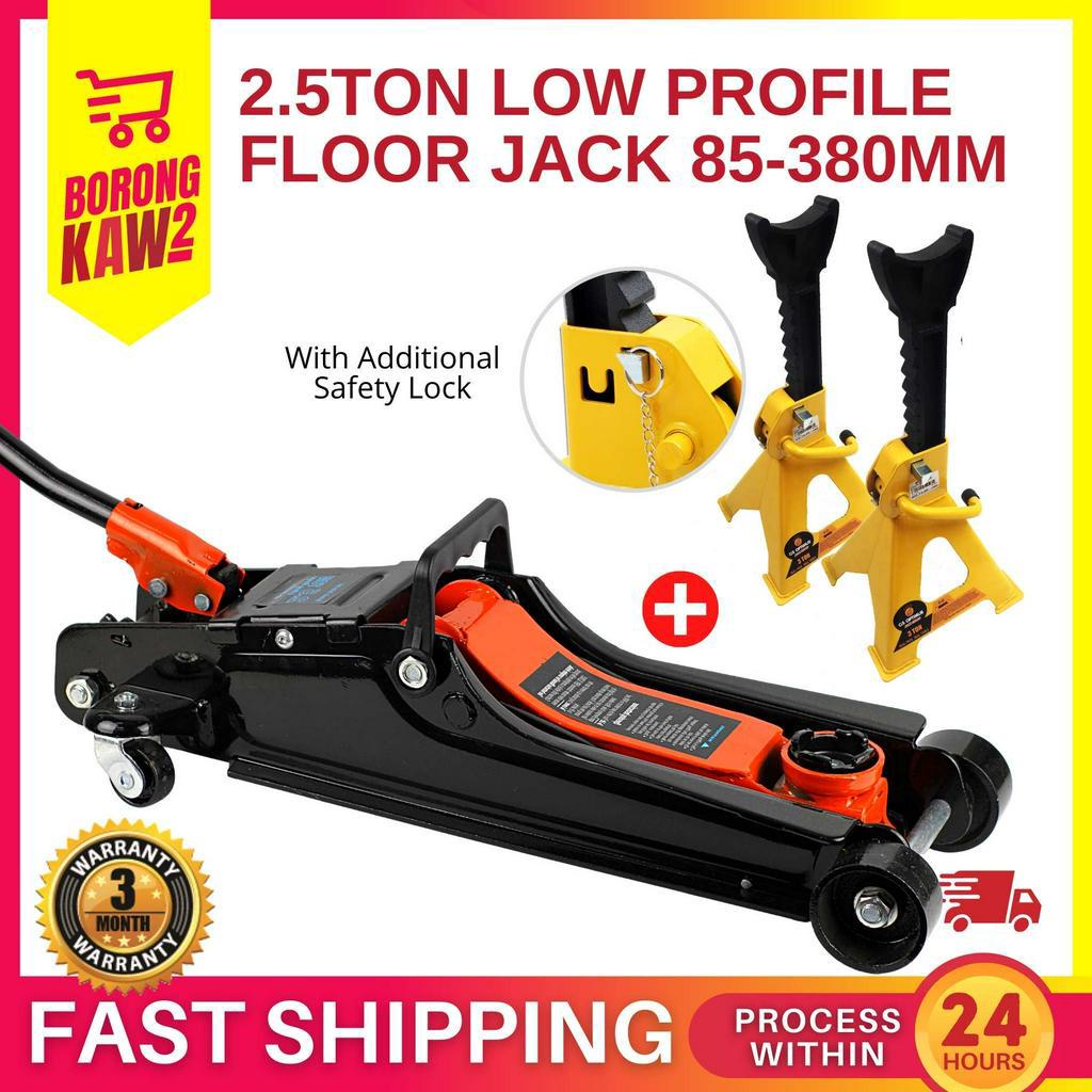 2.5 Ton Low Profile Floor Jack ( Black / Orange ) + 2 pcs ( Standard ...