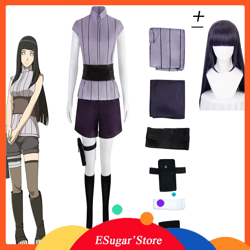 Anime Hyuga Hinata Cosplay Costume Wig for Adult Women Purple Top ...