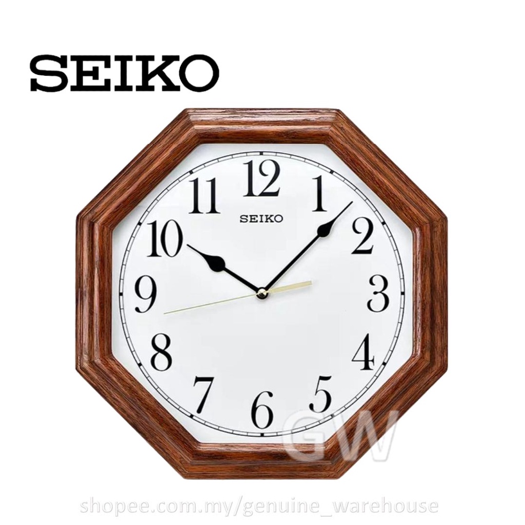 100% ORIGINAL SEIKO Octagon Quiet Sweep Wooden Wall Clock QXA529 ...