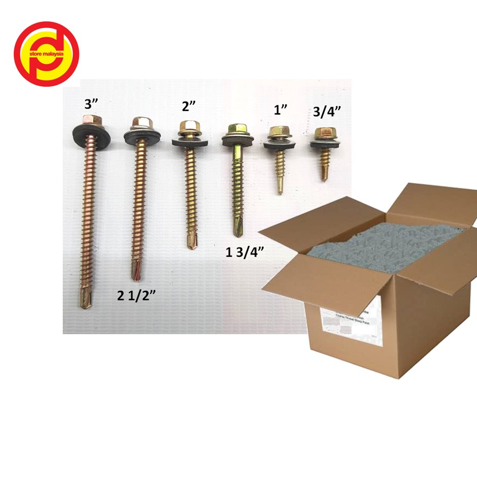 Self Drilling Hex Head Roofing Awning Screw for Metal, DS-HW (1 box ...