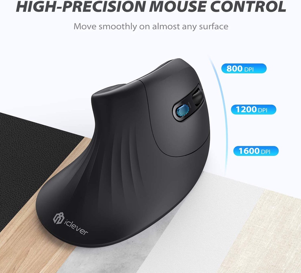 iClever Ergonomic Mouse - Wireless Vertical Mouse 6 Buttons with ...