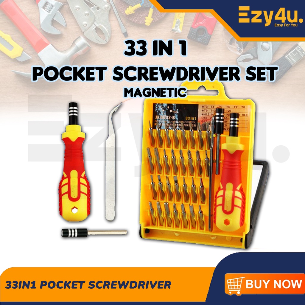 33 IN 1 Pocket Screwdriver Set Tool Kit Magnetic Head Mobile Unlock ...