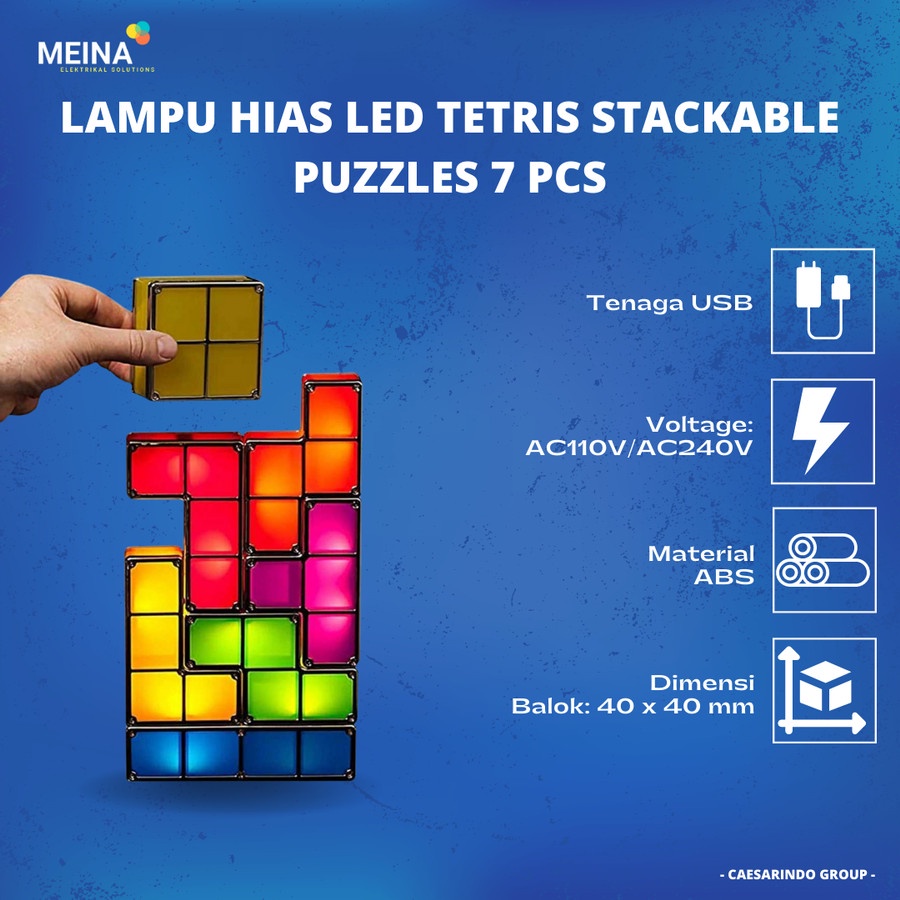 Tetris LED Decorative Lights / STACKABLE PUZZLE Table Lights 7 PCS / Decorative Lights | Shopee ...
