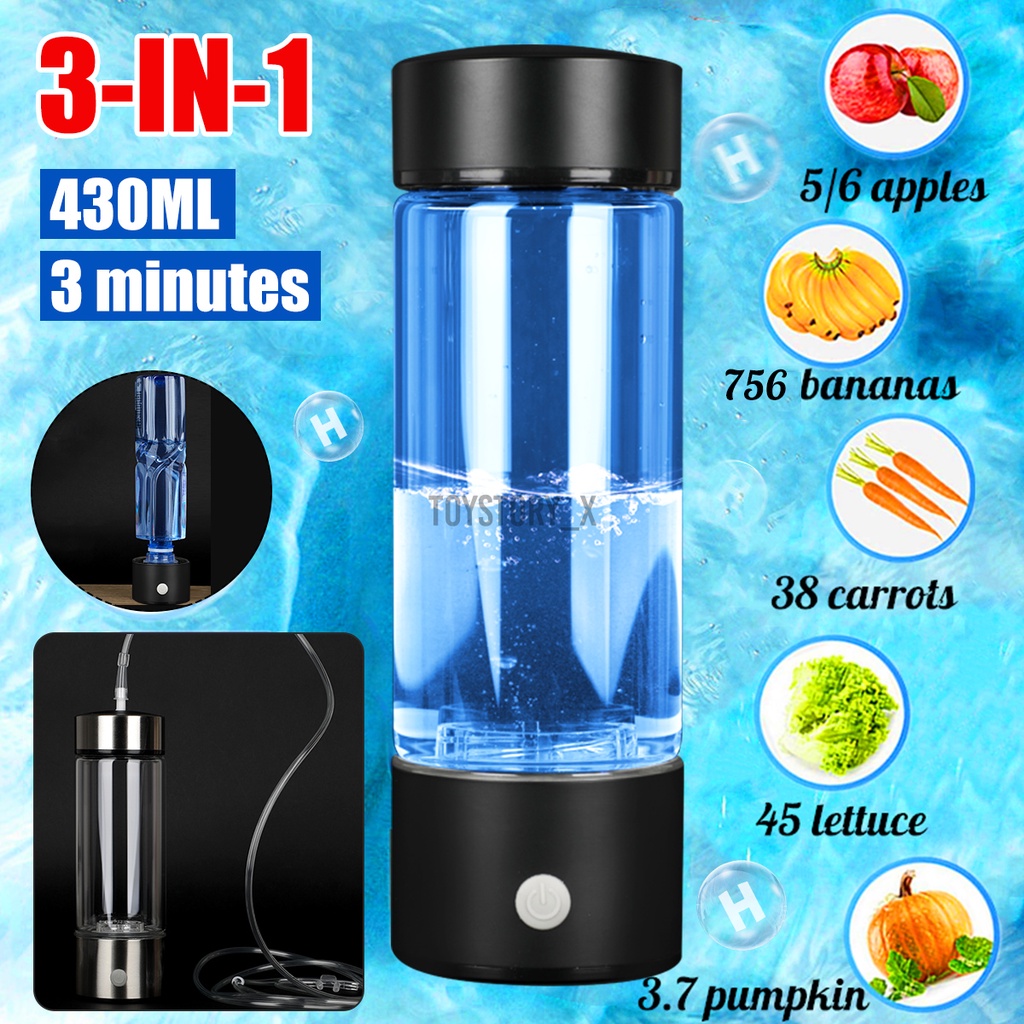 3-in-1 430ML Water Ionizer Bottle Rechargeable Negative Ion Water Cup Hydrogens-rich Water Cup ...