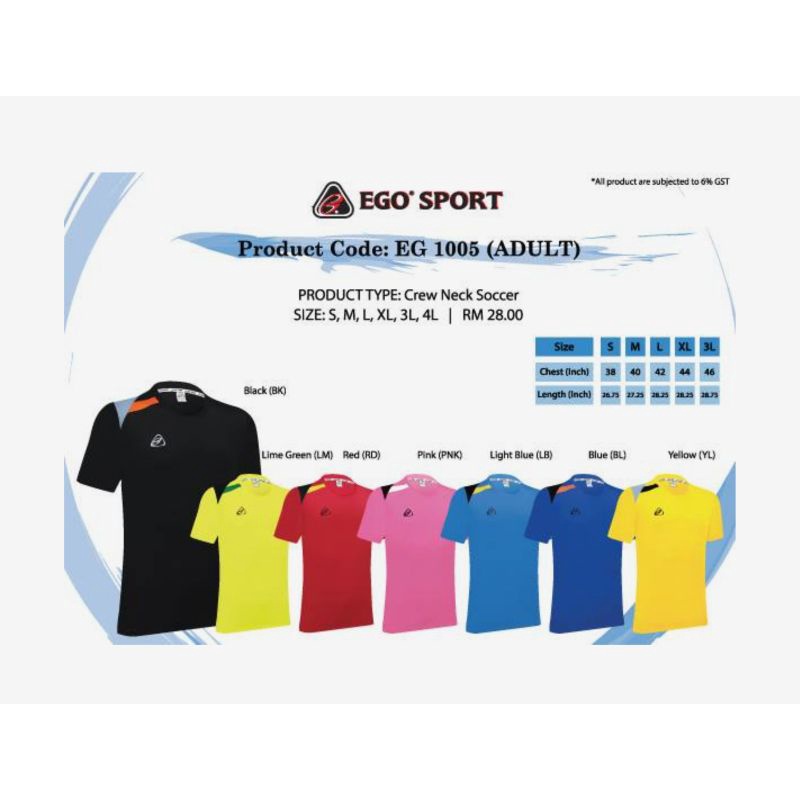 EGO SPORT EG1005 ADULT TEAM WEAR FOOTBALL SOCCER JERSEY | Shopee Malaysia