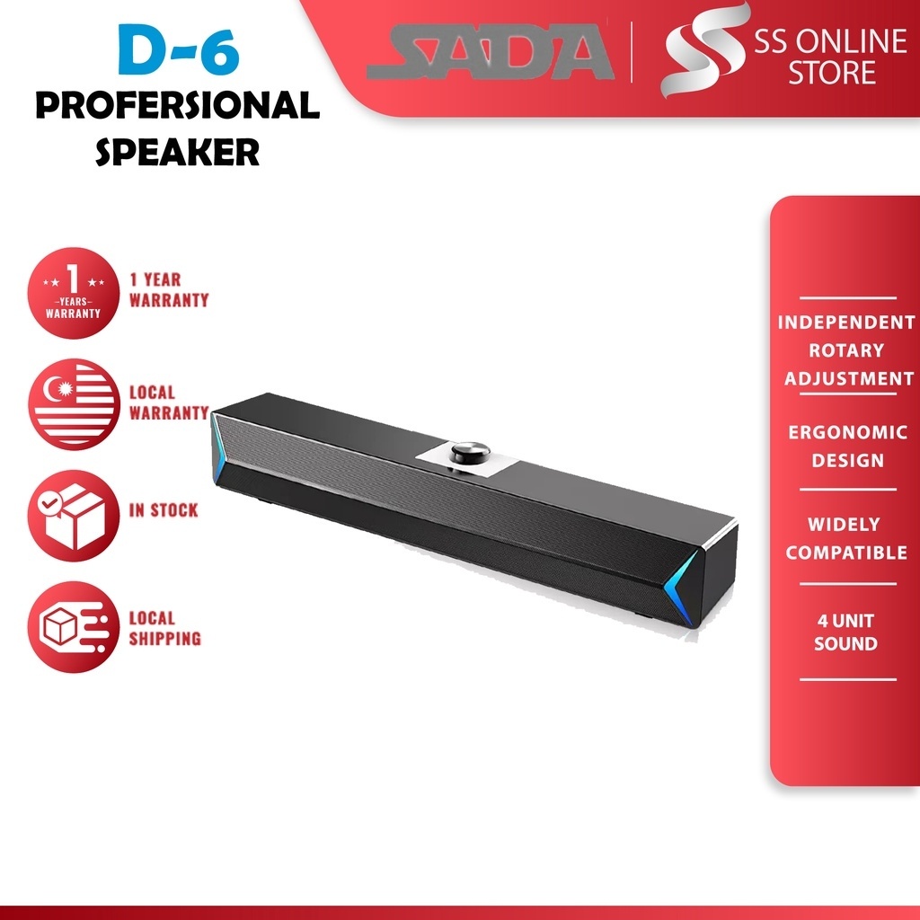 SADA D-6 Plus USB Speaker Bluetooth Computer Speaker SoundBar Subwoofer ...