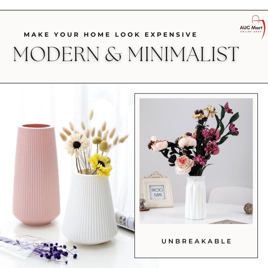 Pasu Bunga Hiasan Tahan Lasak Modern Design Decoration Unbreakable ...