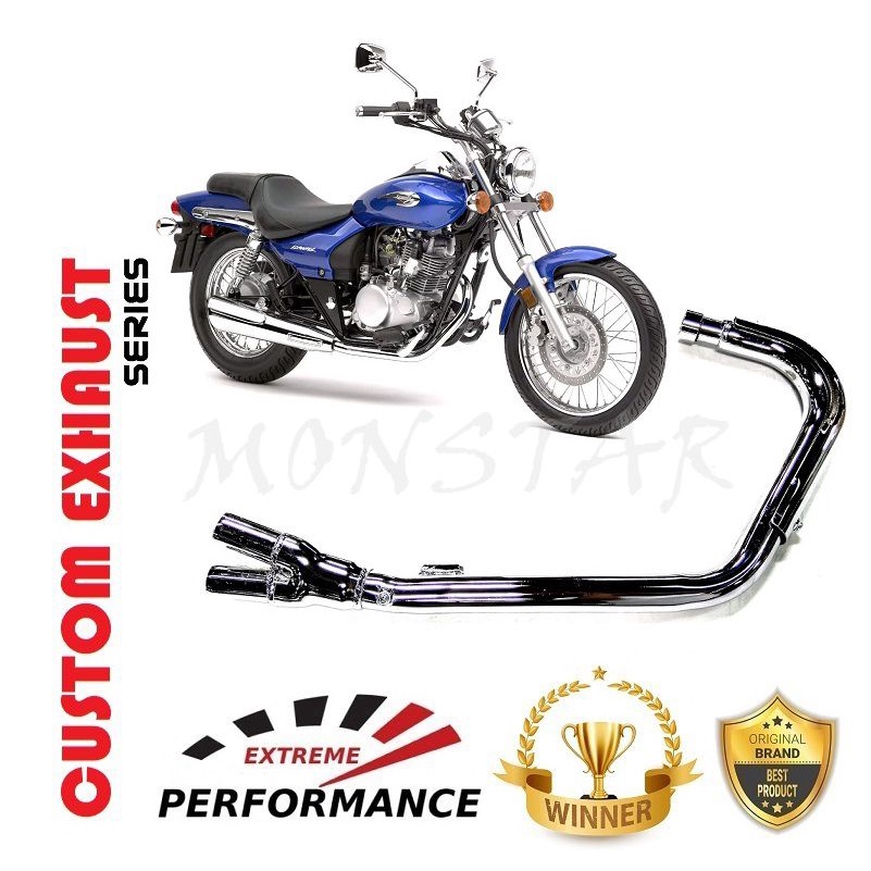 Jaguh 175 EJM Custom Double Twin Exhaust Pipe Ekzos Muffler Box manifold Modenas gl apido redleo ...