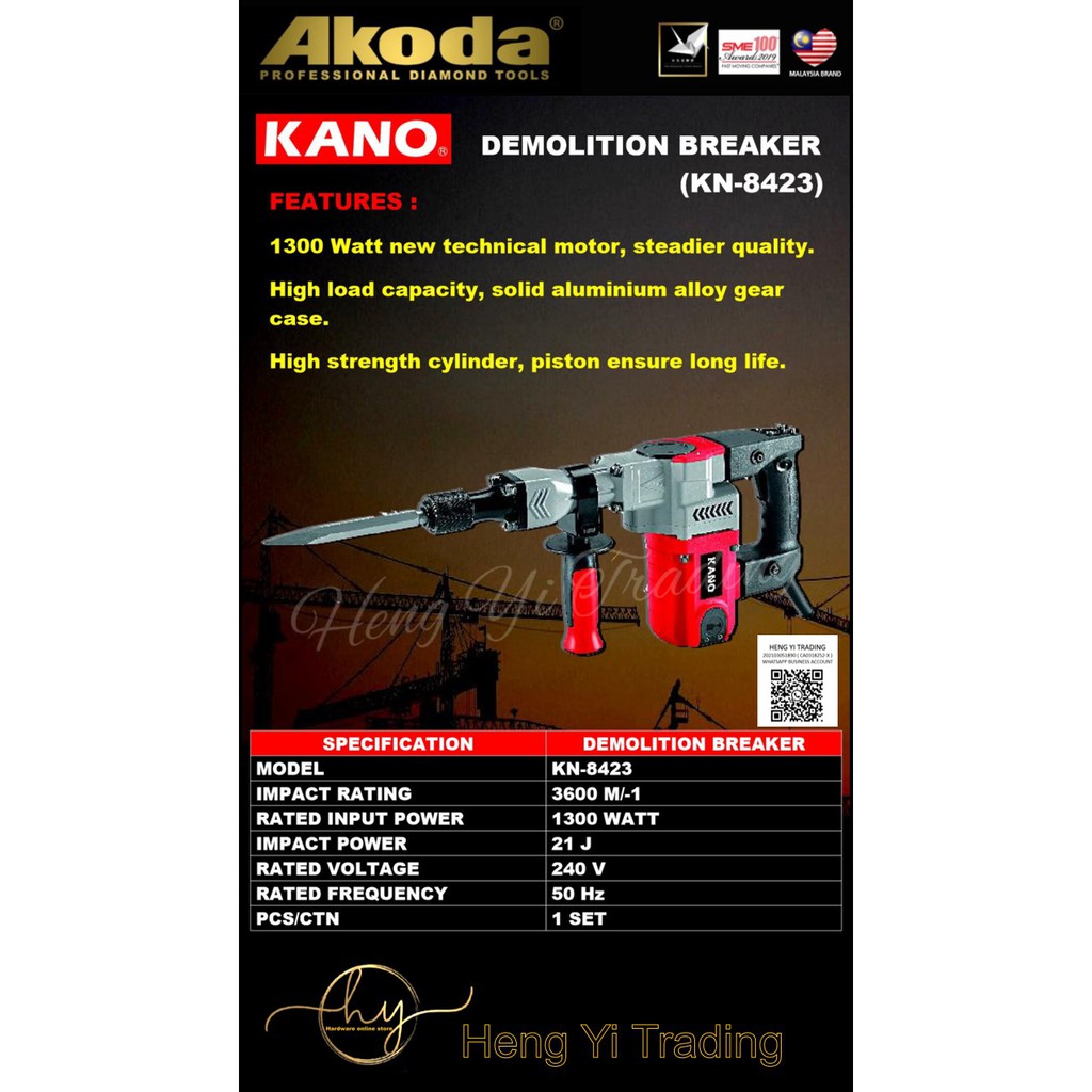 KANO DEMOLITION BREAKER 1300 WATT ( KN-8423 ) | Shopee Malaysia
