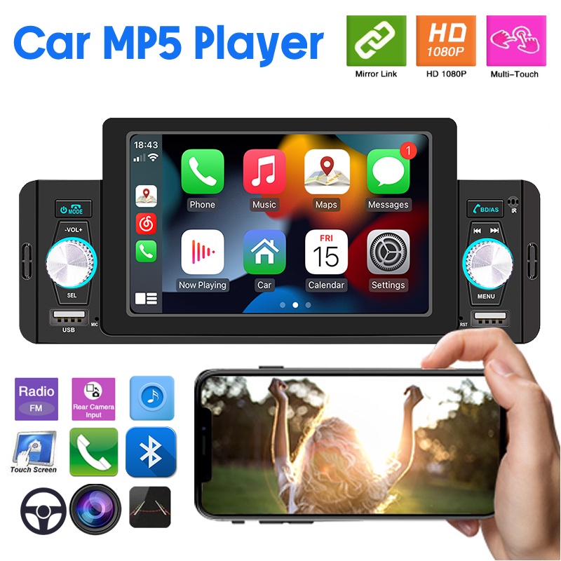5 Inch Car MP5 Host CarPlay 1 Din Bluetooth 5.1 Mobile Phone Internet ...