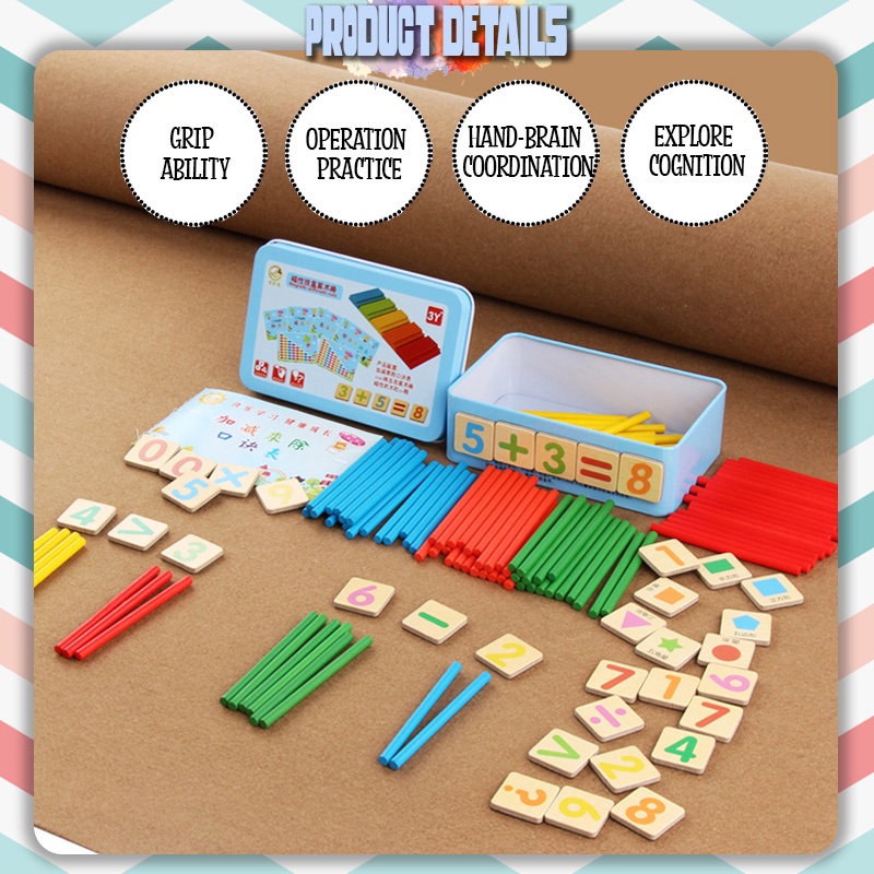 [Little B House] Wooden Mathematical Intelligence Stick Number Card ...