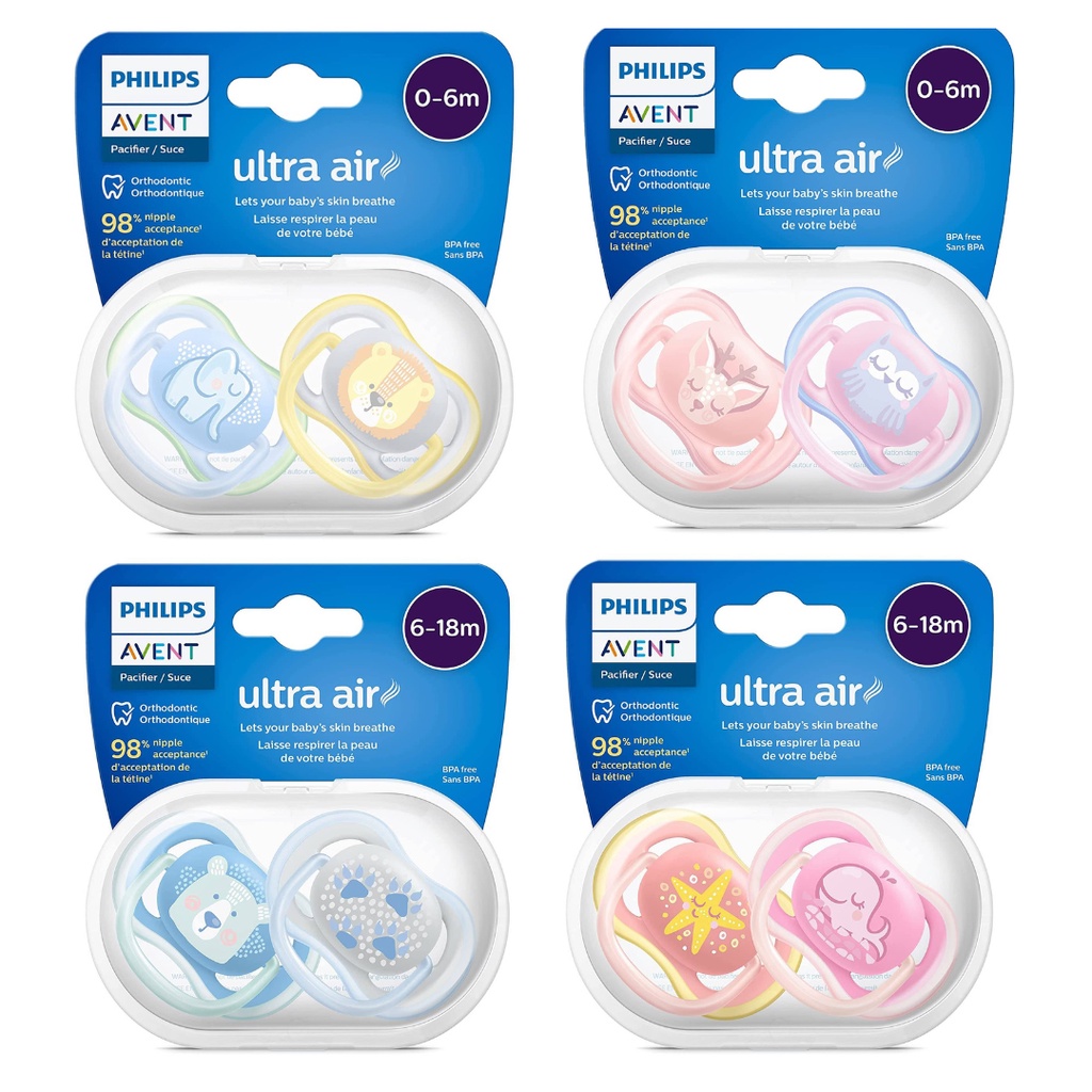 ORIGINAL SOOTHER PHILIPS AVENT ULTRA AIR 0-6M & 6-18M (2PCS/PACK ...
