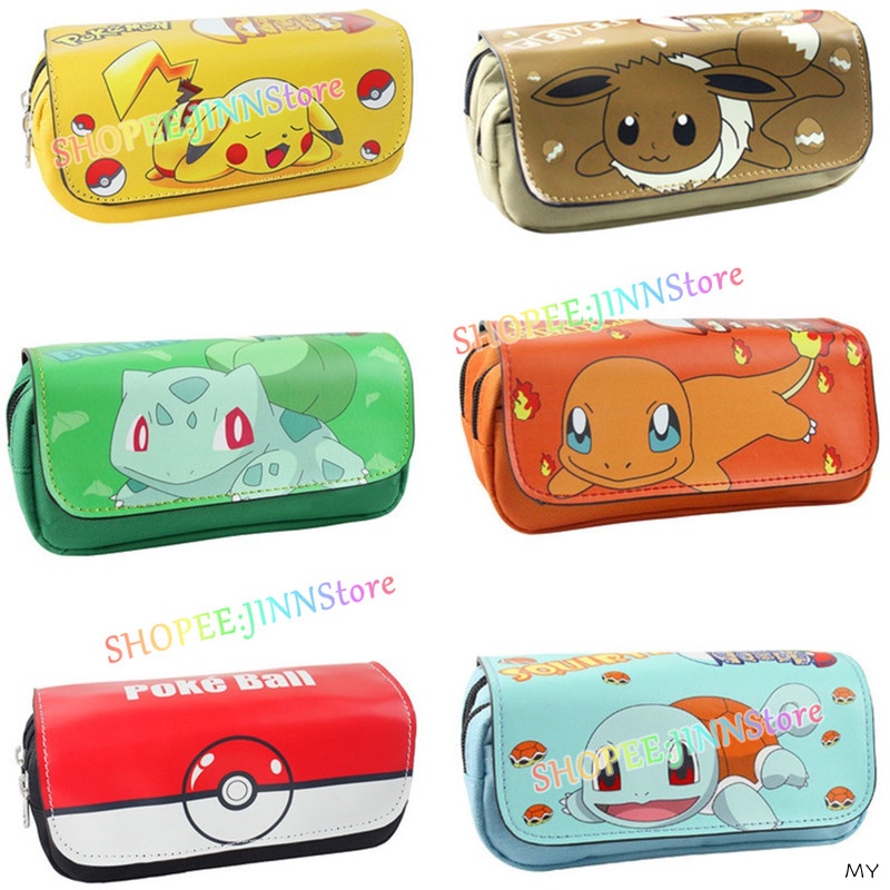 JINN Pokemon Pikachu Pencil Case Large Capacity Fold Canvas Stationery ...