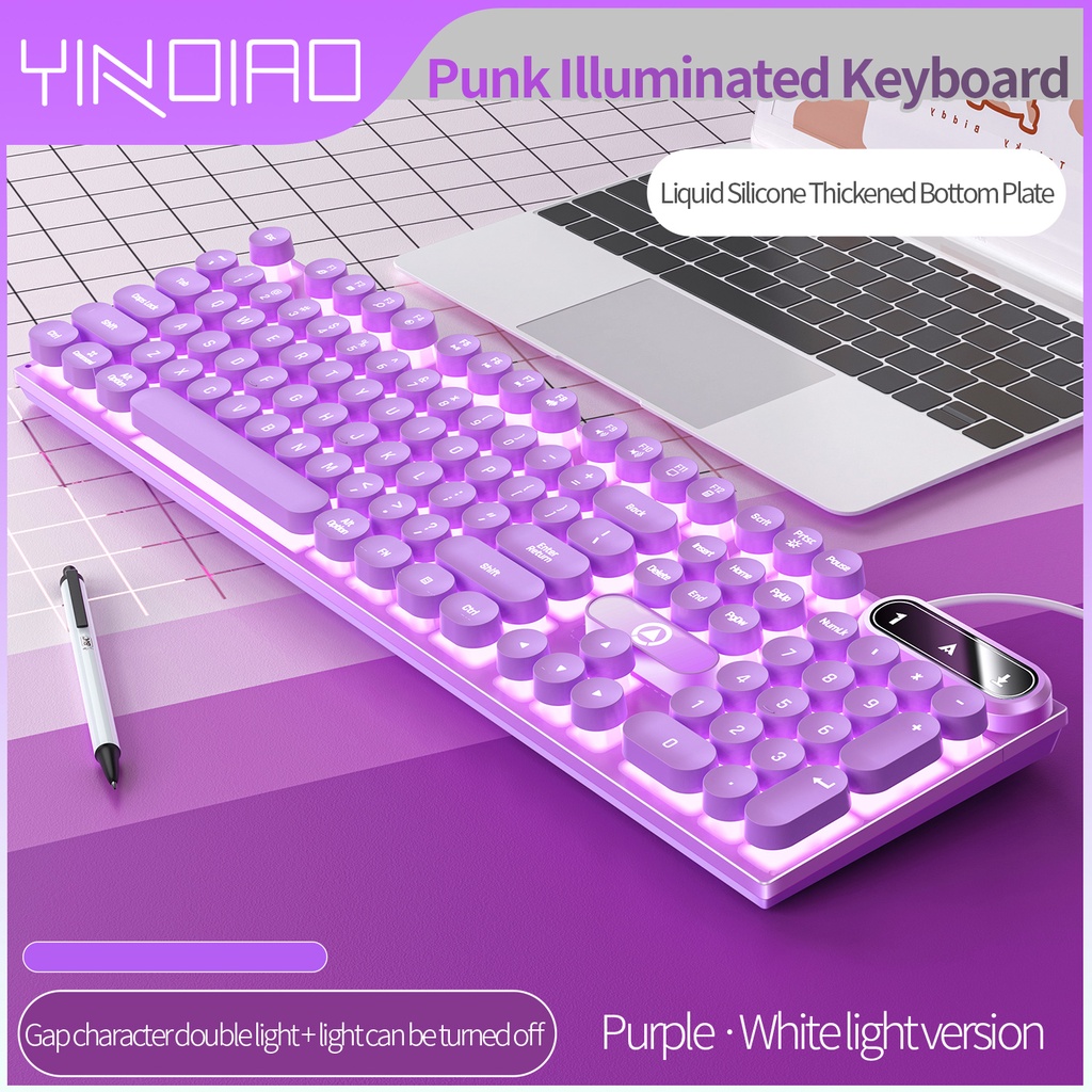 Purple Pink Blue Backlight clicky 104 key Gaming Keyboard Floating ...