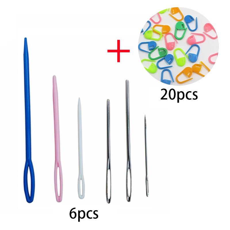 26 Pcs Big Eye Needle Marker Buckle Yarn Knitting Needle DIY Sewing ...