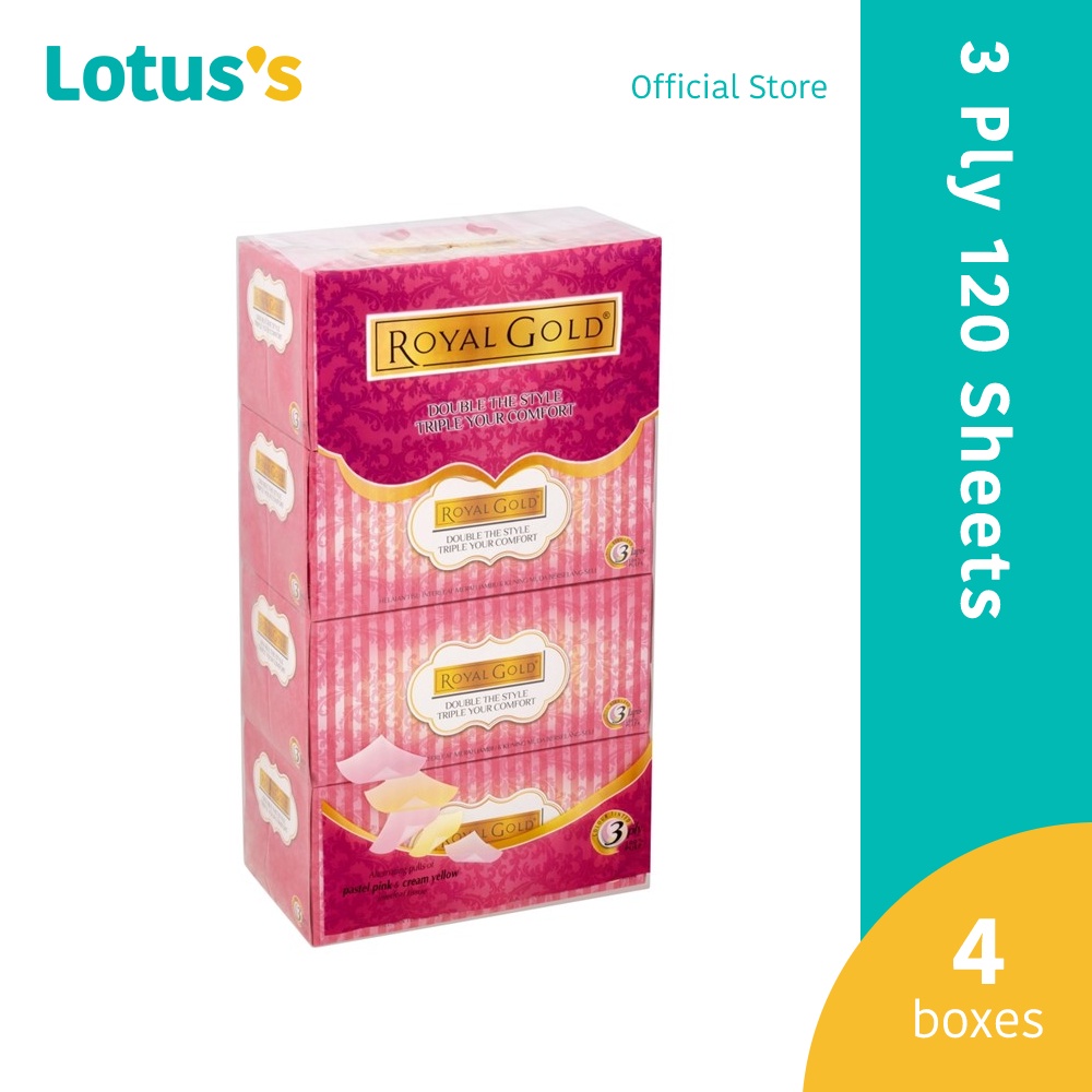 Royal Gold Twin Tone Interleaf Tissue 3 Ply 120 Pulls X 4 Boxes ...