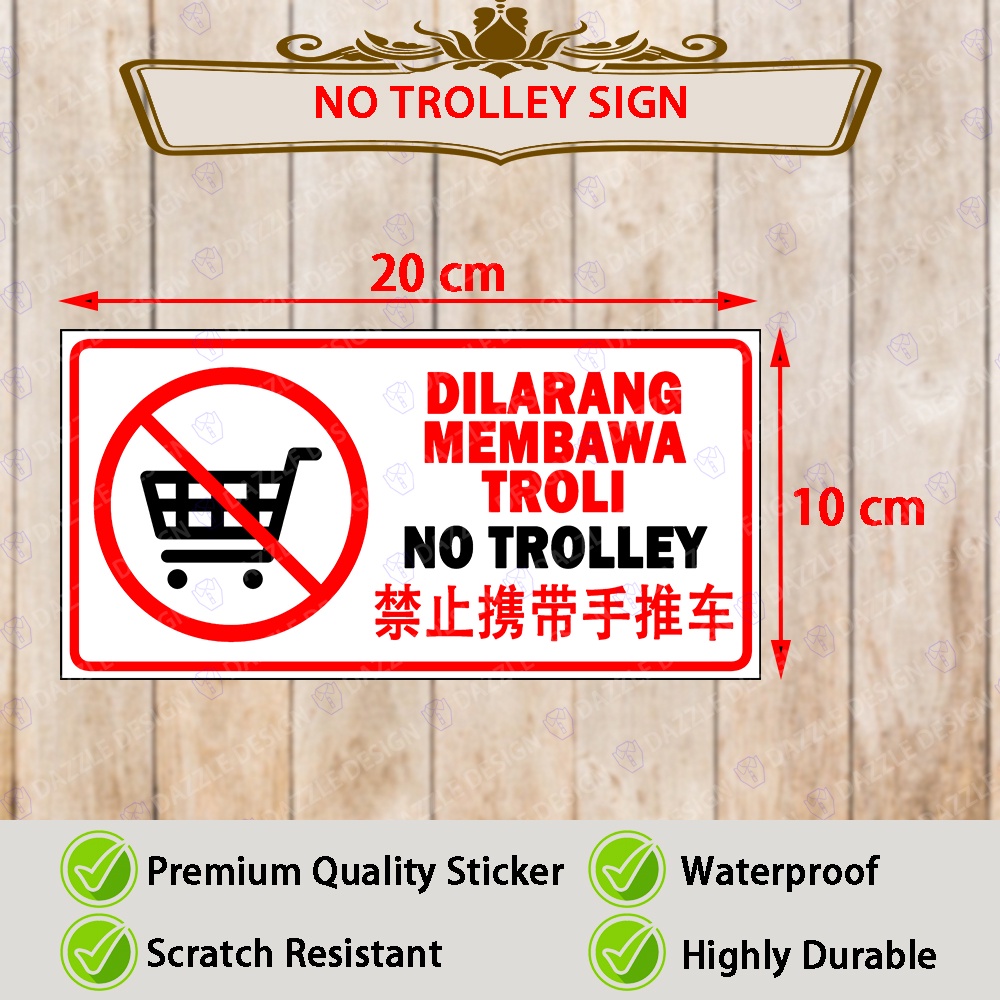 ️[ NO TROLLEY ] 20X10CM SIGNS STICKER / PELEKAT STICKER / SIGNAGE ...