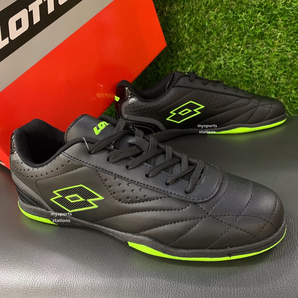 LOTTO Elito F1430 Futsal Shoes | Kasut Futsal (Black-Green | Navy) 100% ...