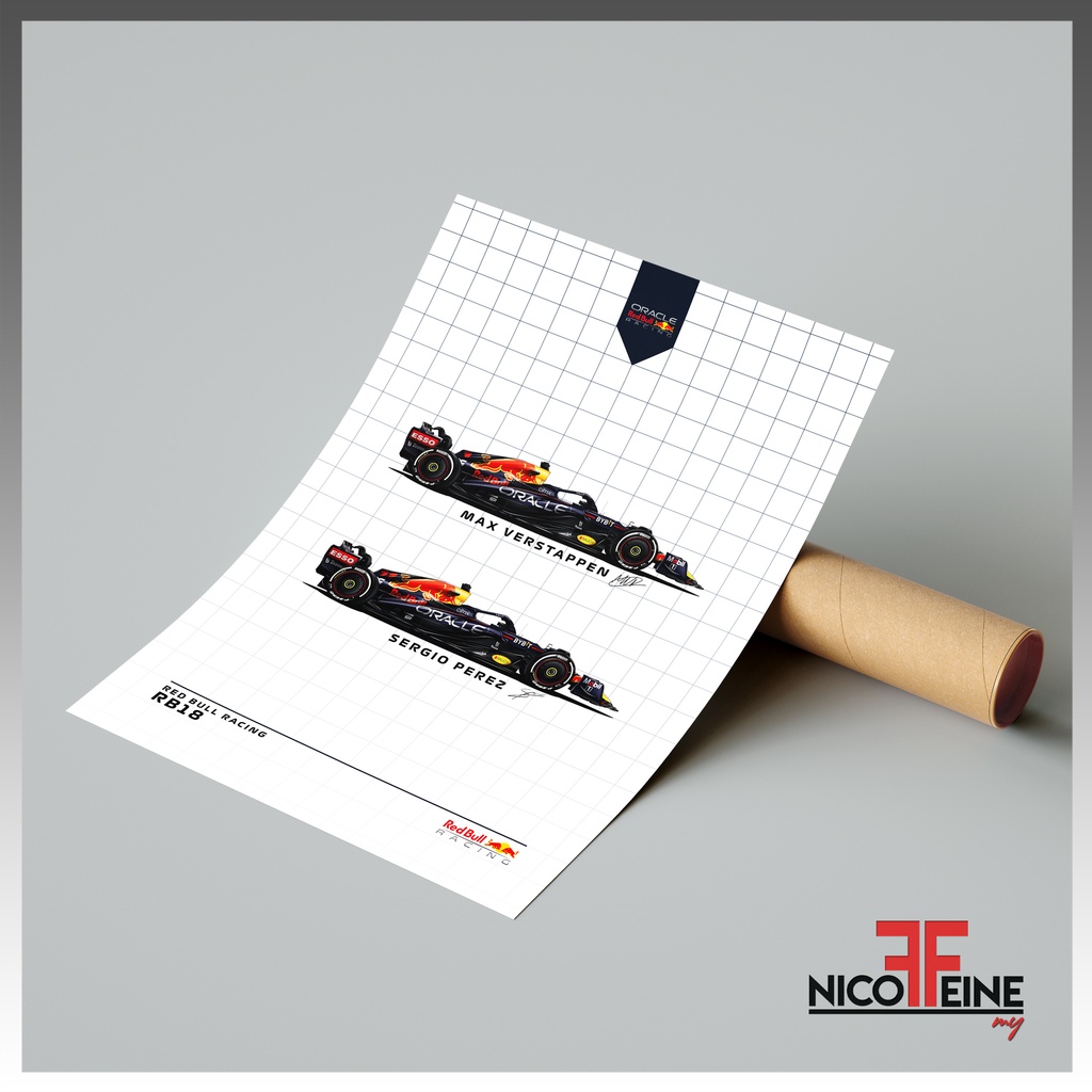 [Poster Only] 2022 RedBull Racing RB18 Formula One F1 Car Minimal Art ...