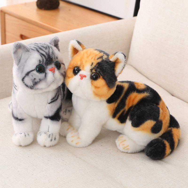26cm Stuffed Lifelike Cats Plush Toy Simulation American Shorthair Cute ...