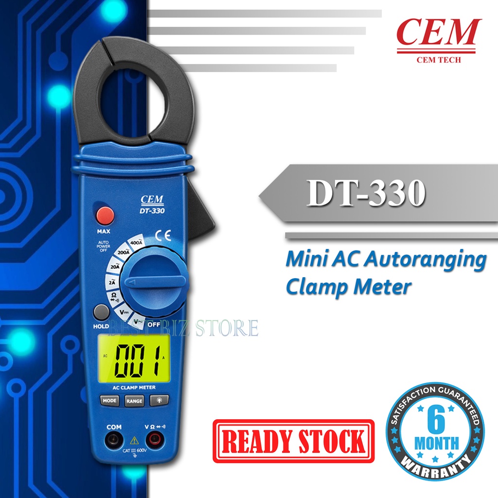 CEM DT-330 Mini AC Autoranging Clamp Meters 400A | Shopee Malaysia
