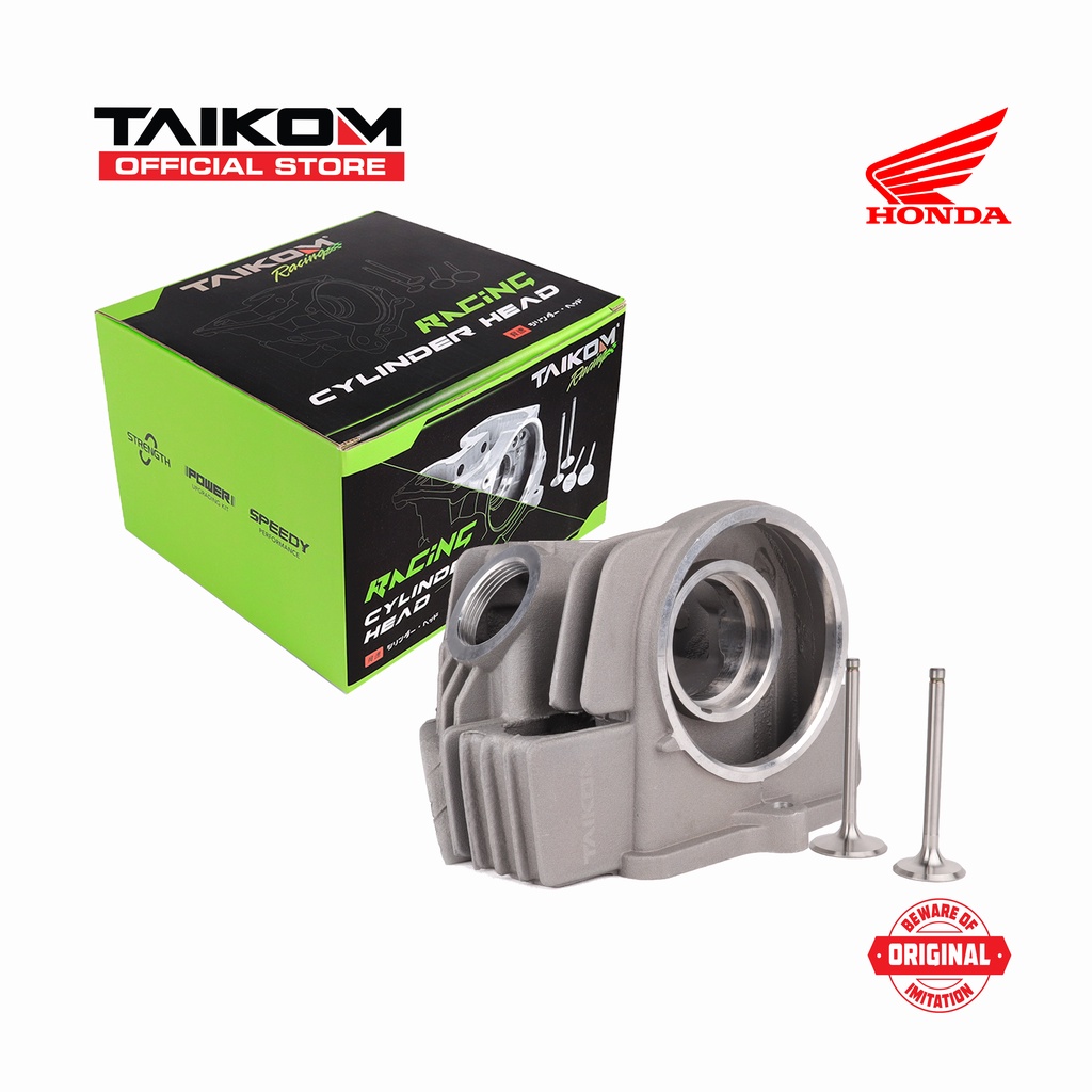 TAIKOM Honda EX5 Dream / Wave 100 Cylinder Head with Stainless Steel Valve Set 24/28 and 23/27 ...