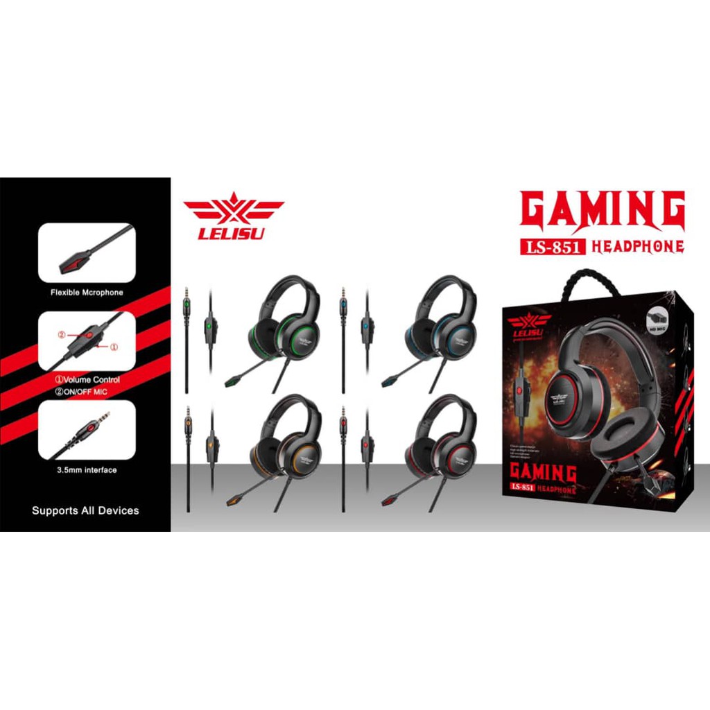 EXTRA BASS Lelisu LS-851 Gaming Headset Earphone Wired Gamer Headphone ...