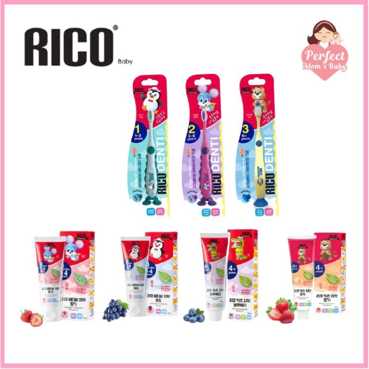 RICO Baby Toothbrush (1~3Y / 3~6Y / 6Y+) / Baby toothpaste (4M ~ 4Y ...