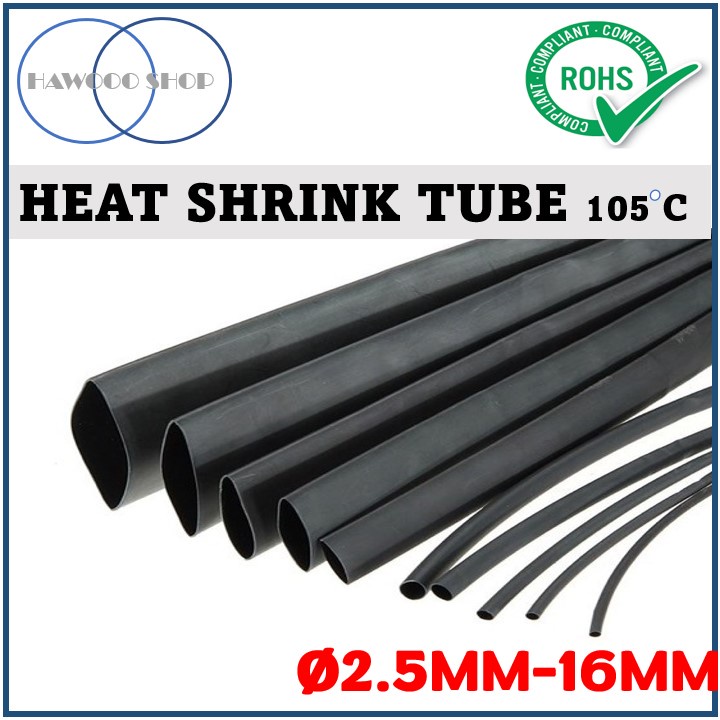 Hongshang Heat Shrink Tube / Heat Shrinkable Sleeving Black Color 2.5mm ...