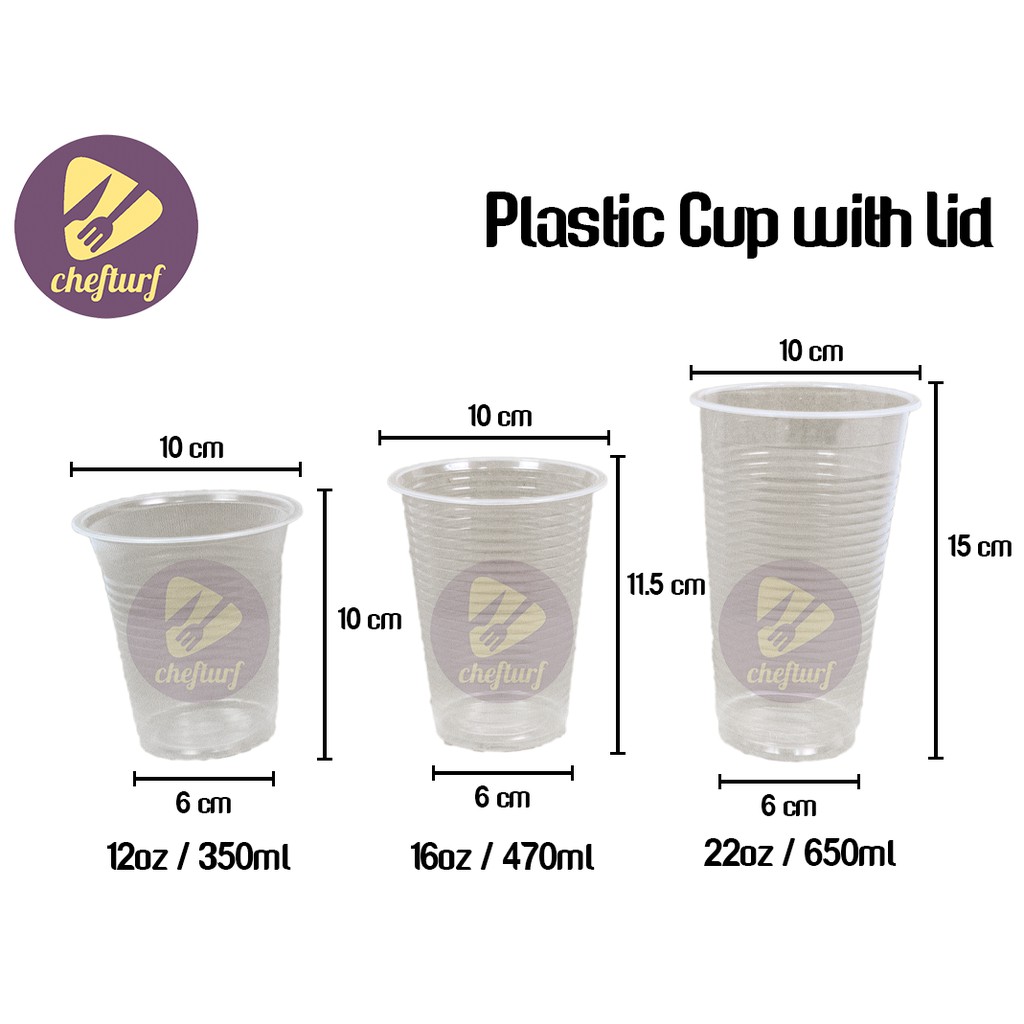 CHEFTURF KITCHEN - DISPOSABLE PLASTIC CUP WITH LID / BEKAS AIR PLASTIK ...
