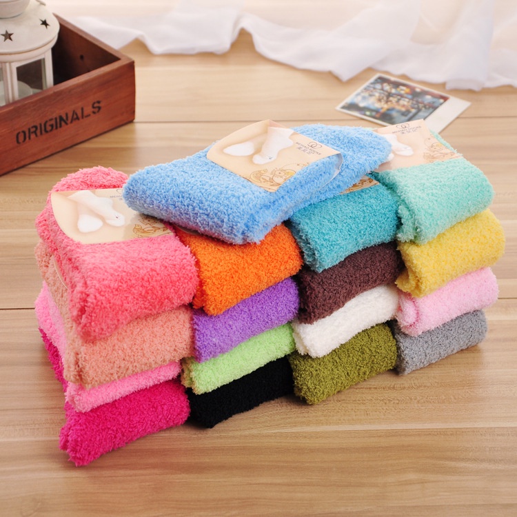 Colorful Soft Sleeping Sock Winter Microfiber Sock Warm Fuzzy Fluffy ...