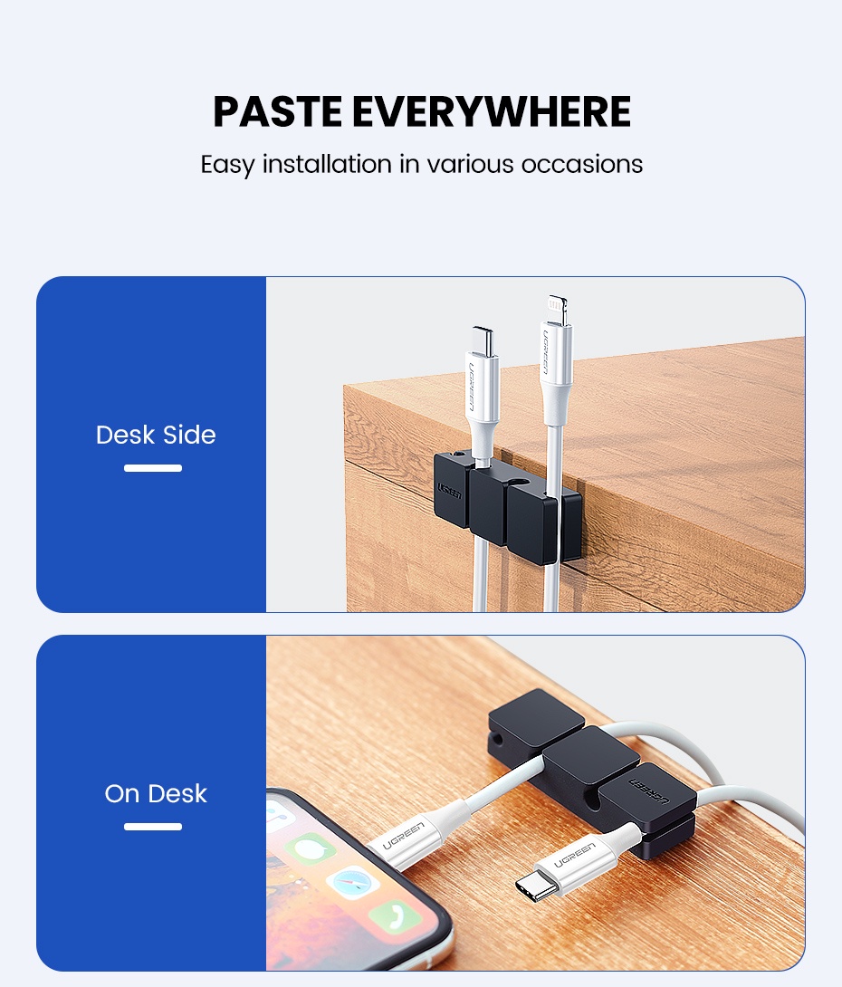 UGREEN Cable Clips Organizer Silicone USB Cable Winder Flexible Cable ...