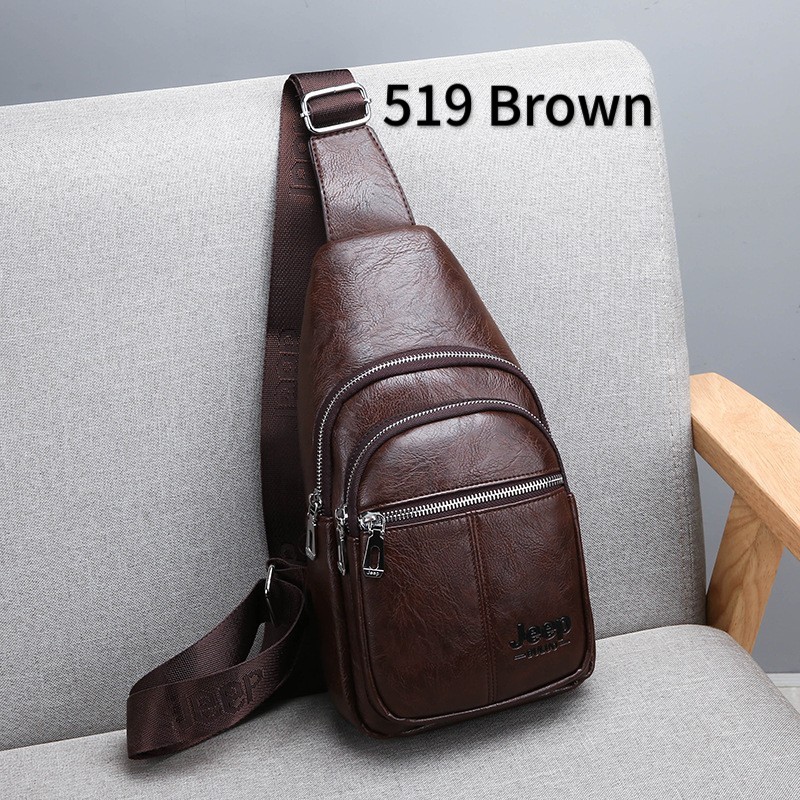 JEE BULUO Men Cross Body Chest Bag Man Sling Bag Leather Waterproof Beg ...