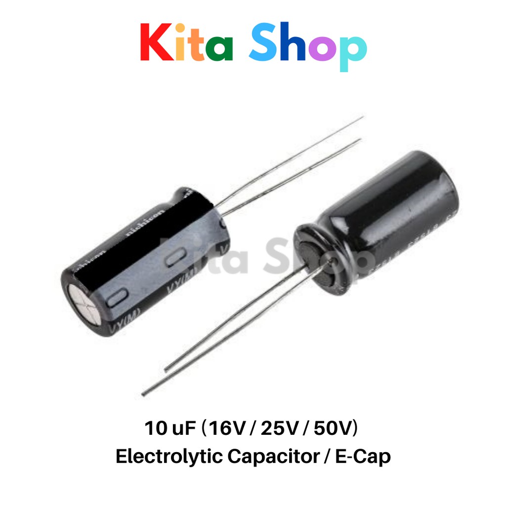 Electrolytic Capacitor / E-Cap : 10 uF ( 16V / 25V / 50V ) | Shopee ...