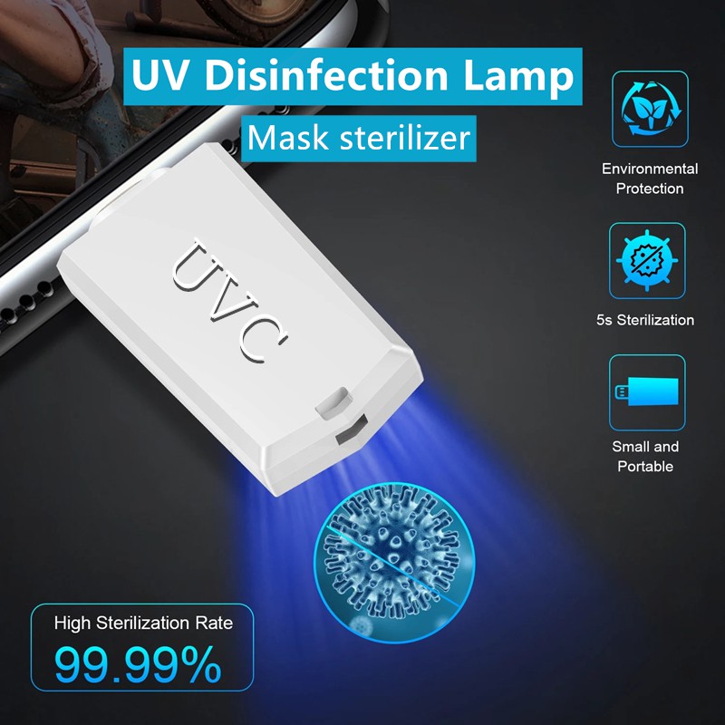 UVC Germicidal lamp Portable UVC Light Sterilizer Mask Mobile Phone ...