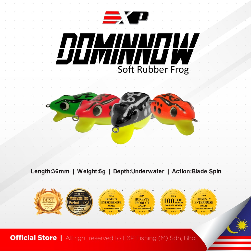 EXP Dominnow Soft Rubber Frog Expert for Snakehead Hunter for Haruan ...