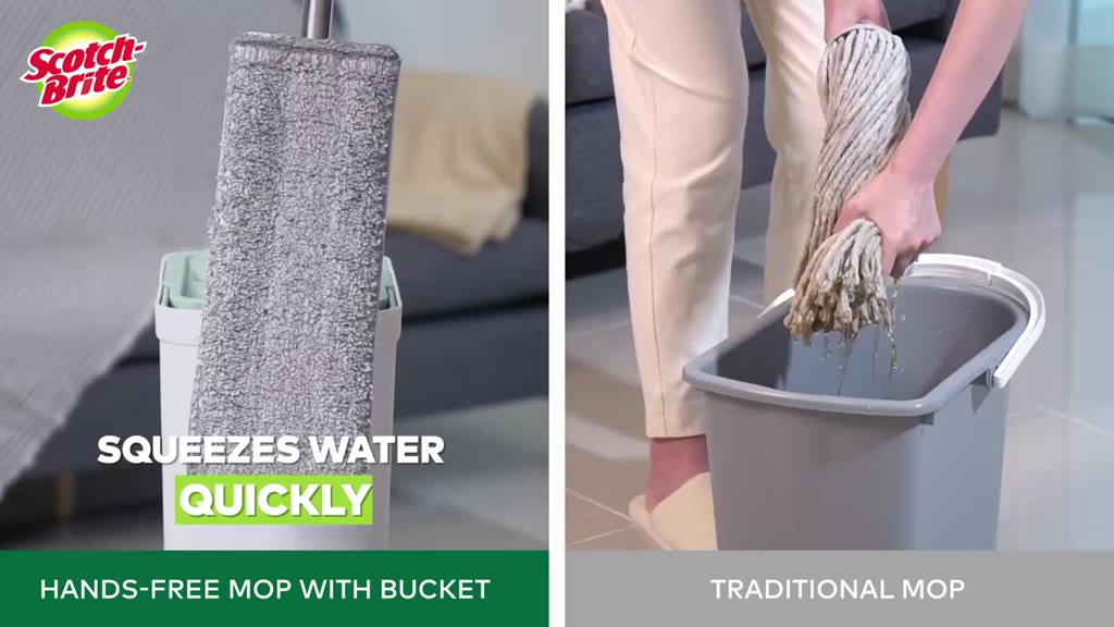 3M™ Scotch-Brite™ Hands-Free Mop with Compact Bucket, Self-Cleaning Mop ...